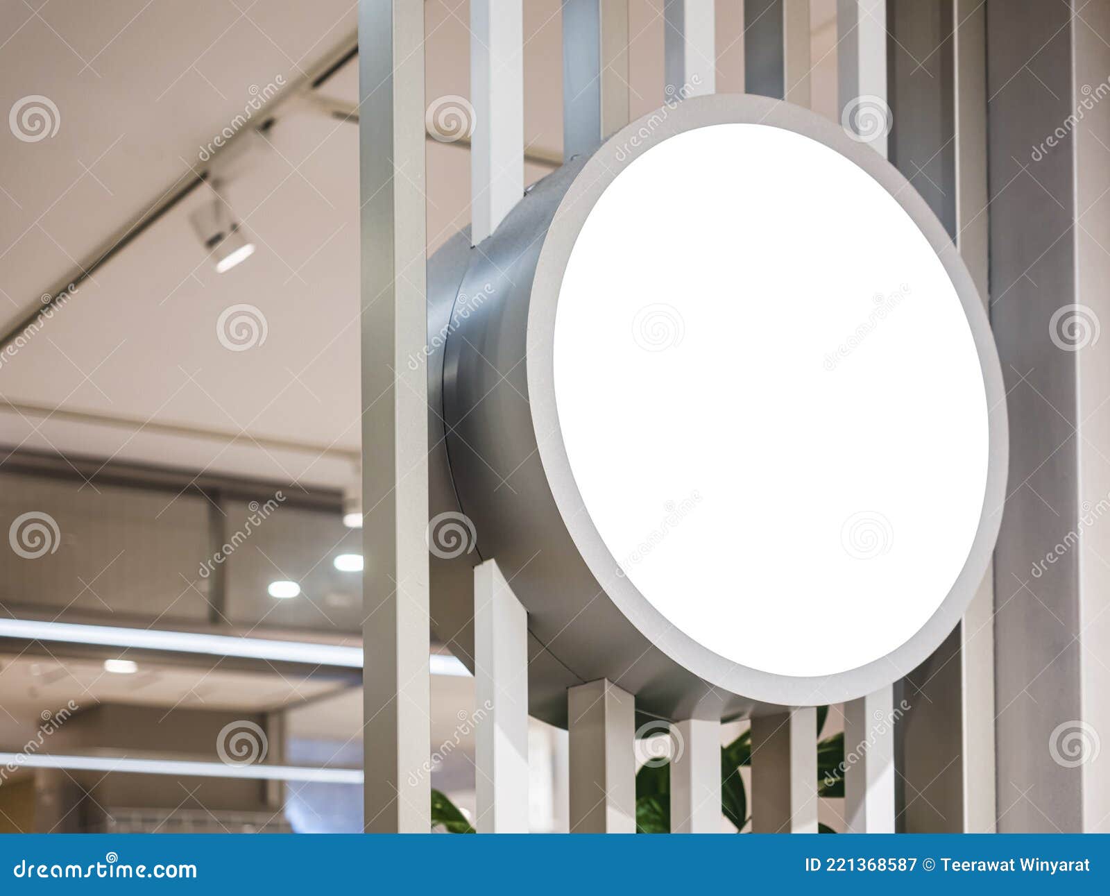 Signboard Shop Logo Mock Up Signage Circle Frame Stock Image - Image of ...