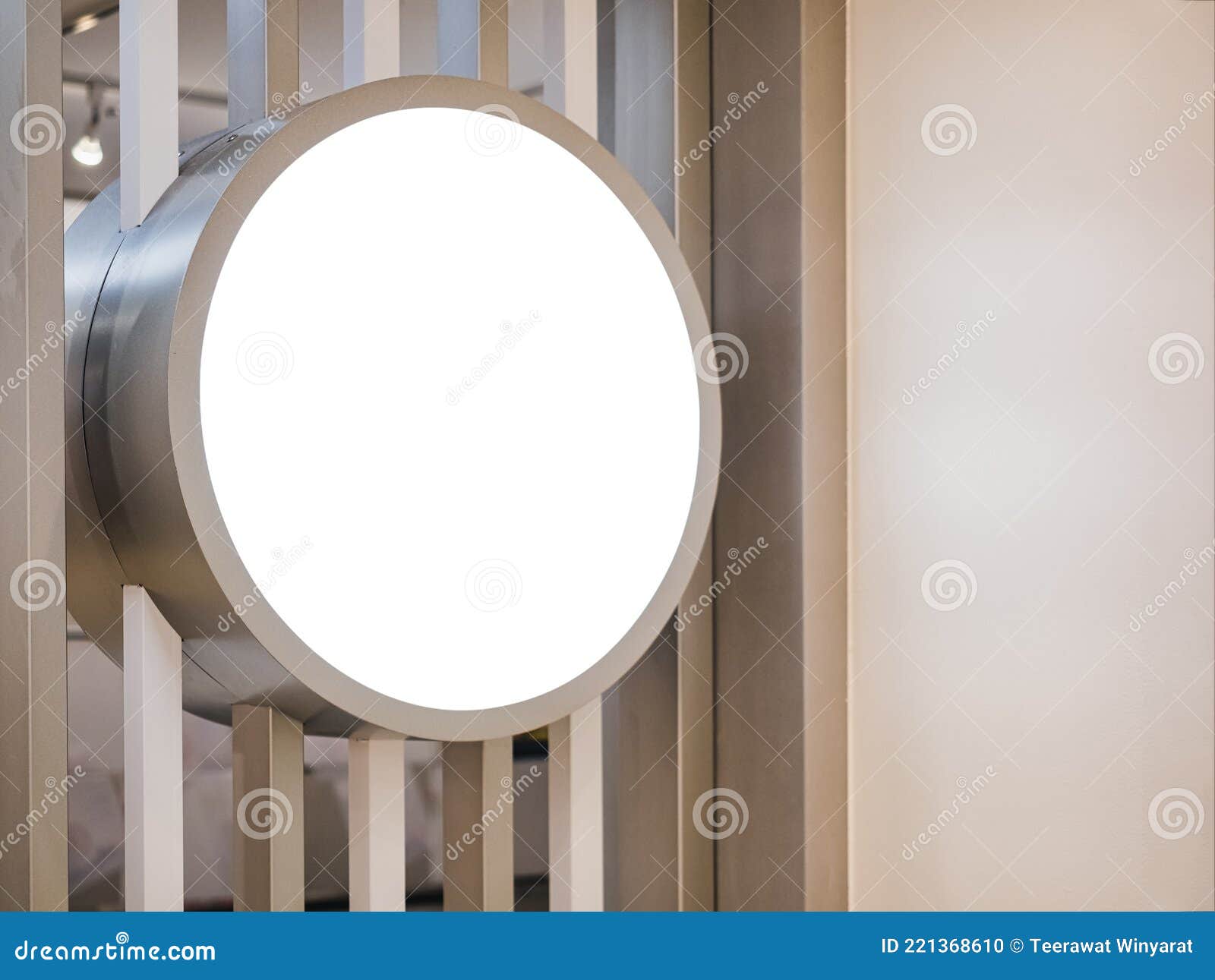 Mock Up Shop Sign Circle Frame Logo Design Stock Photo - Image of ...