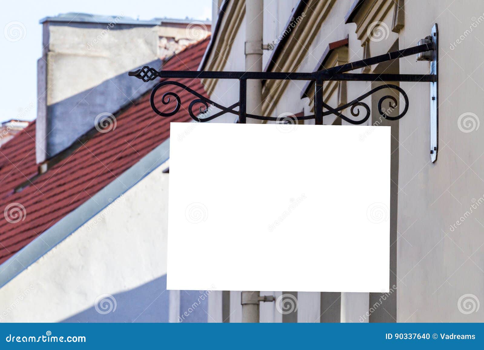Mock Up. Rectangular Shape Signboard On Classical Architecture Building ...