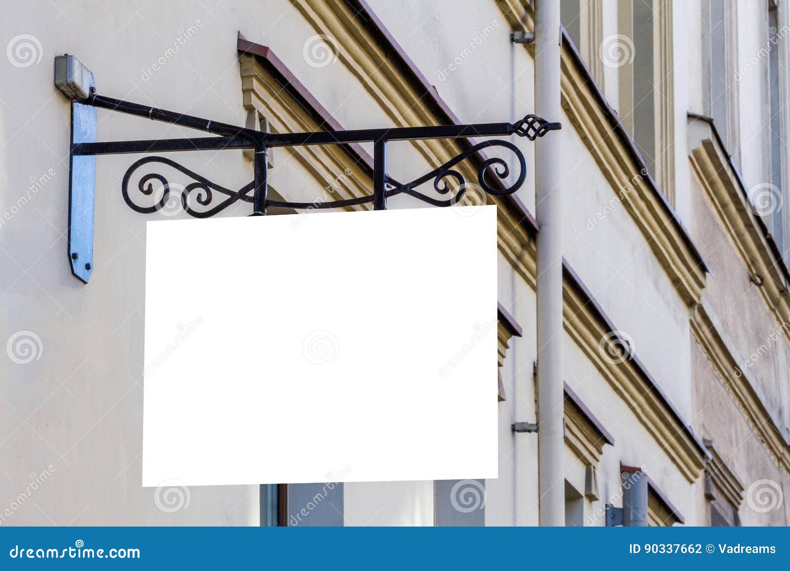 Mock Up. Rectangular Shape Signboard On Classical Architecture Building ...