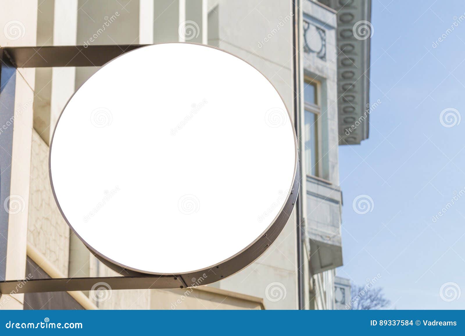 Signboard Mock Up Circle Shape Shop Front Business Sign Stock Image ...