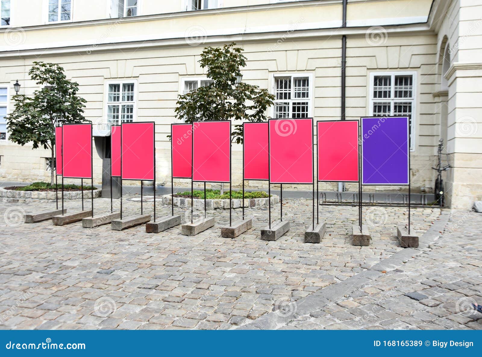 Signboard Mockup. Photo with Blank Signboard, Message or Advertisement ...