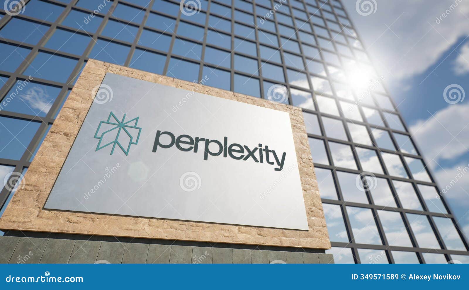 Signboard with Perplexity AI Logo Next To the Modern Skyscraper ...