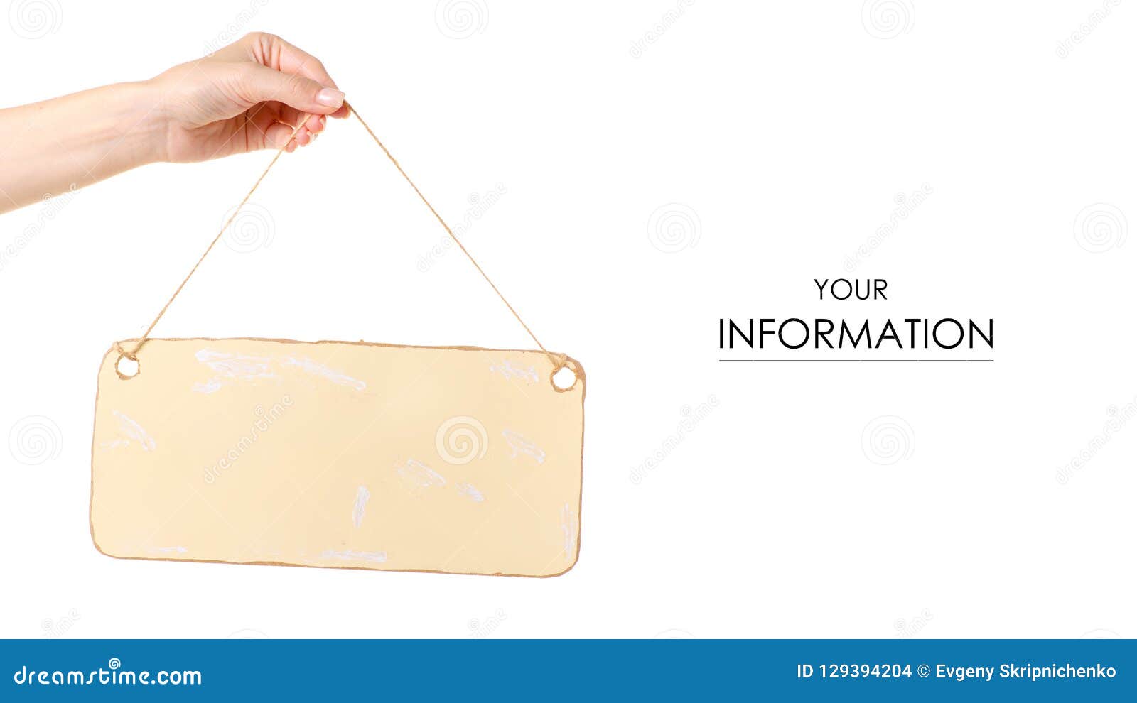 Signboard Plaque on a Rope in Hand Pattern Stock Photo - Image of frame ...