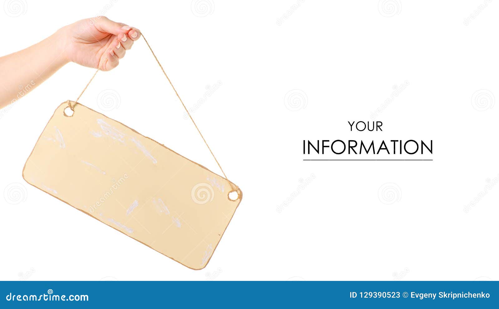 Signboard Plaque on a Rope in Hand Pattern Stock Image - Image of ...