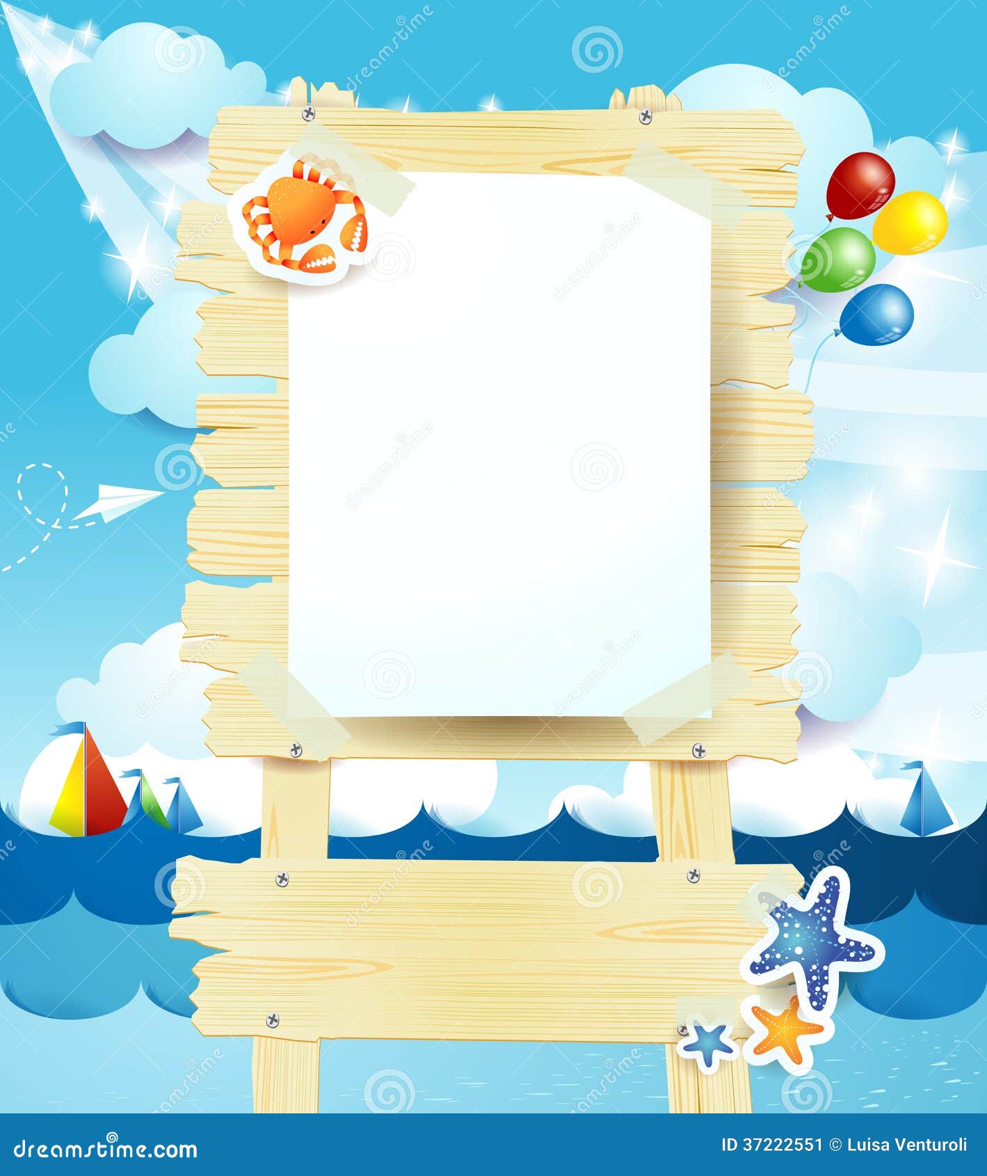 Signboard on seascape stock vector. Illustration of board - 37222551