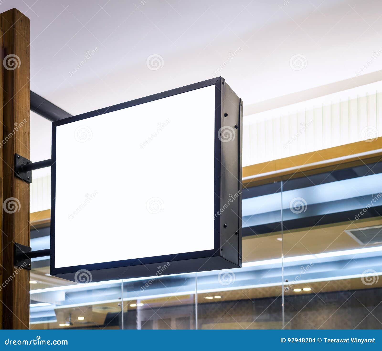 Signboard Shop Mock Up Black Frame Display Retail Stock Photo - Image ...