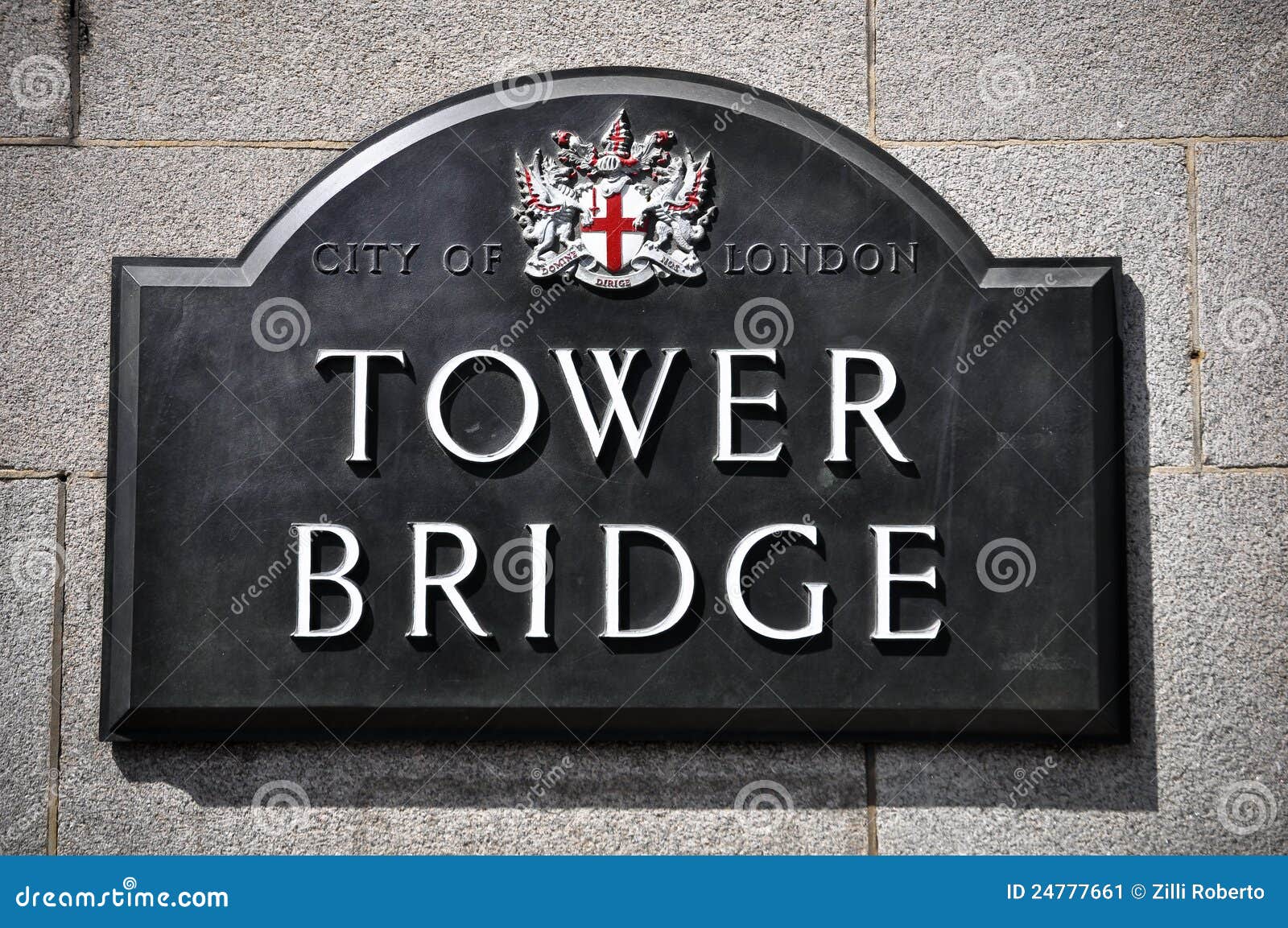 Signboard of the Tower Bridge in London, England Stock Image - Image of ...