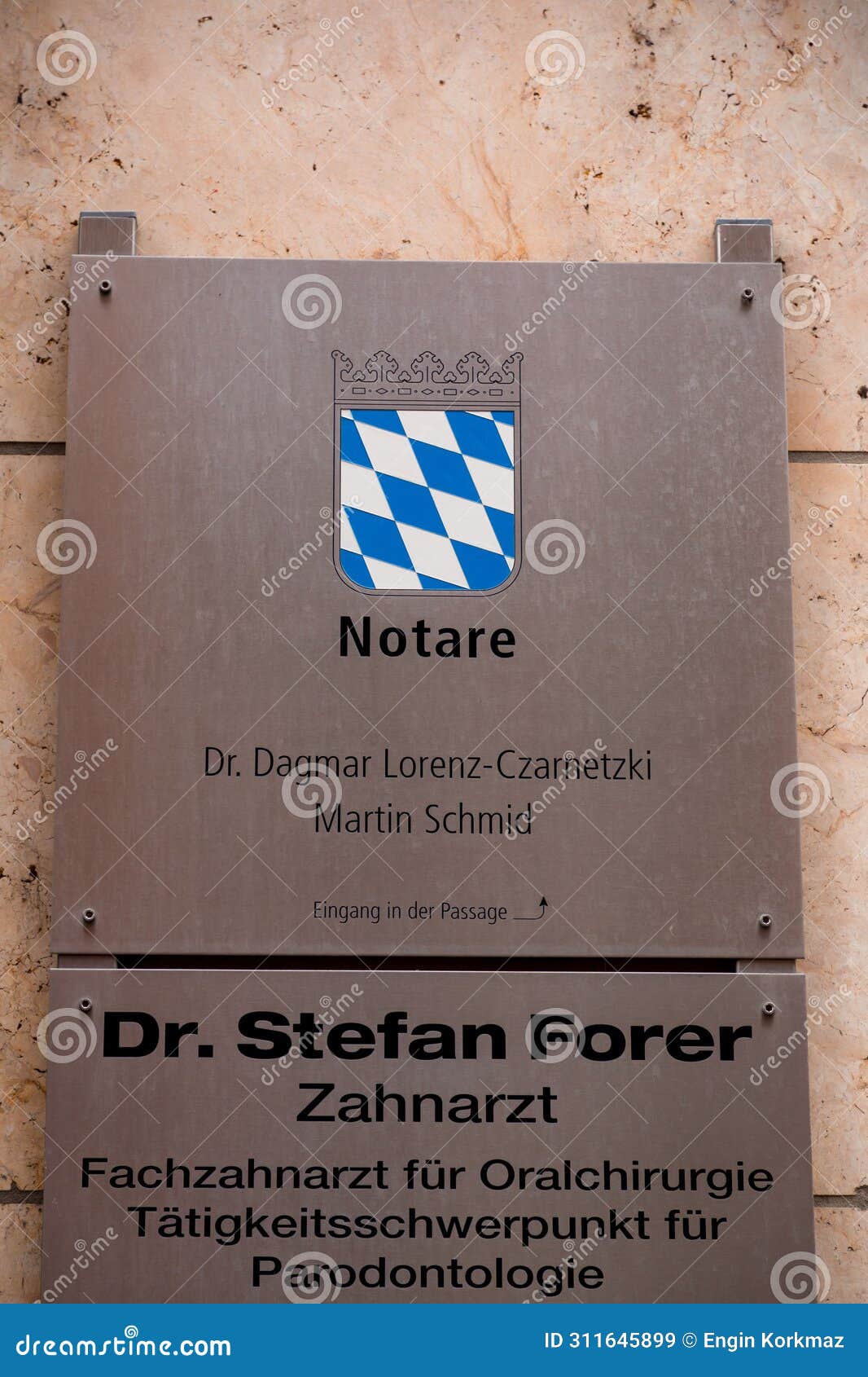 Signboard of an Usher or Notary Office in Munich, Bavaria, Germany ...