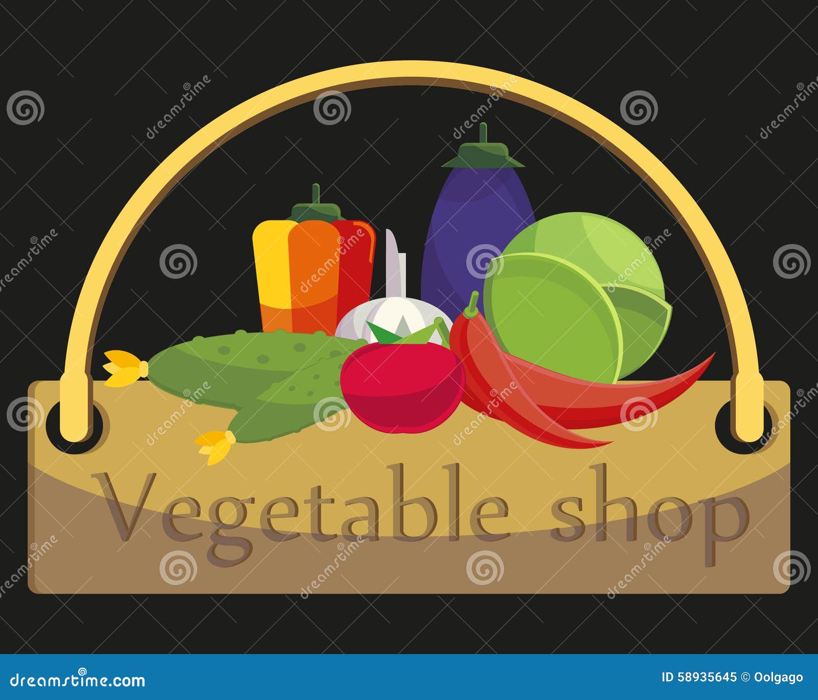Signboard vegetable shop stock vector. Illustration of banner - 58935645