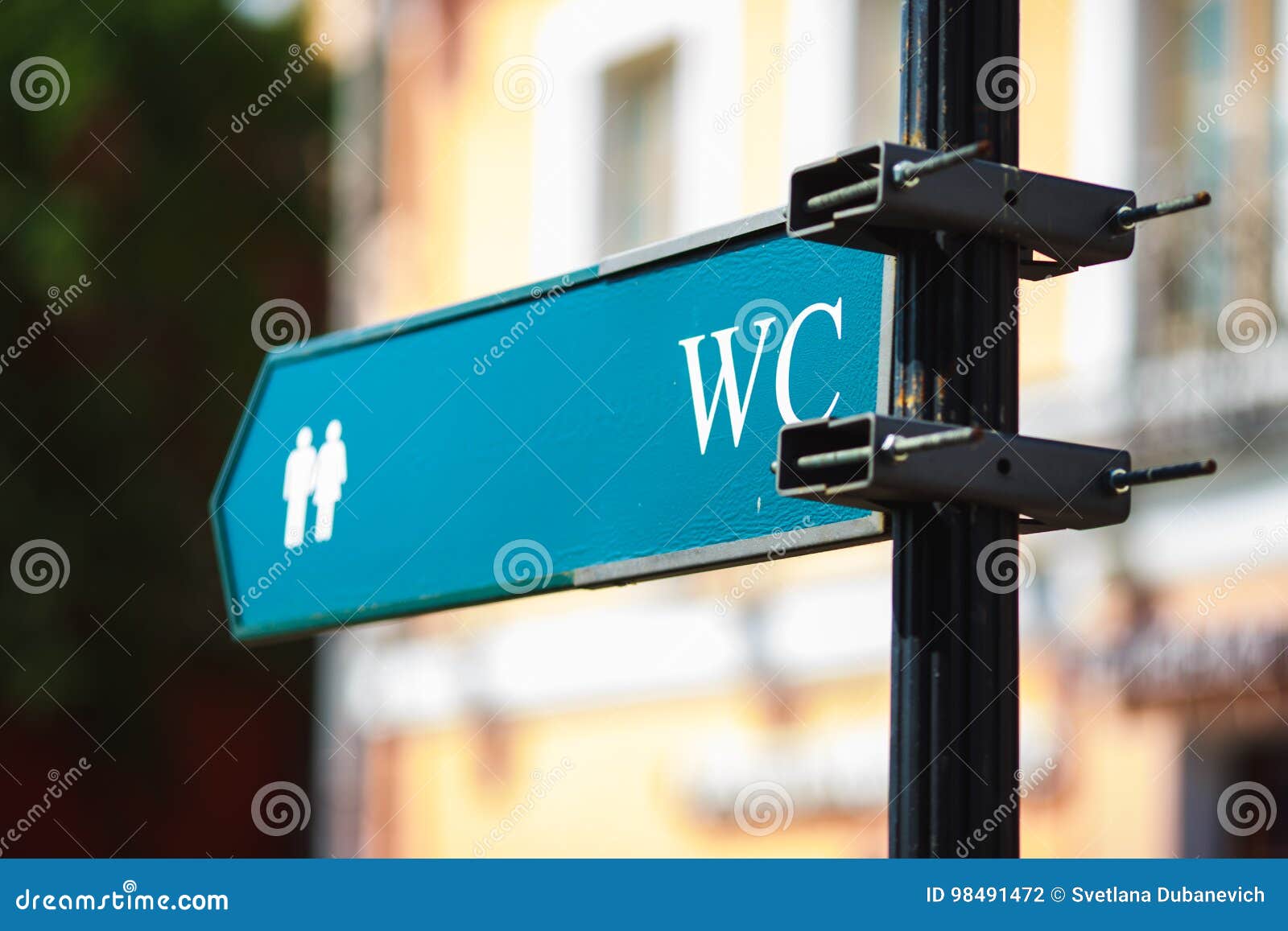 Signboard WC sign. stock photo. Image of board, information - 98491472