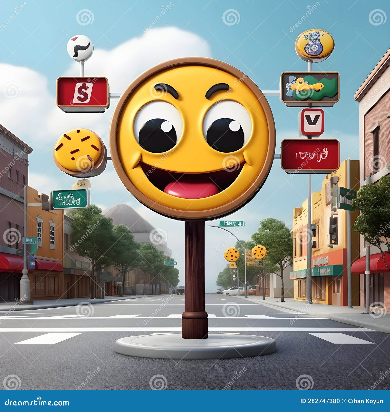 Signboards Adorned with a Colorful Array of Emojis Stock Illustration ...