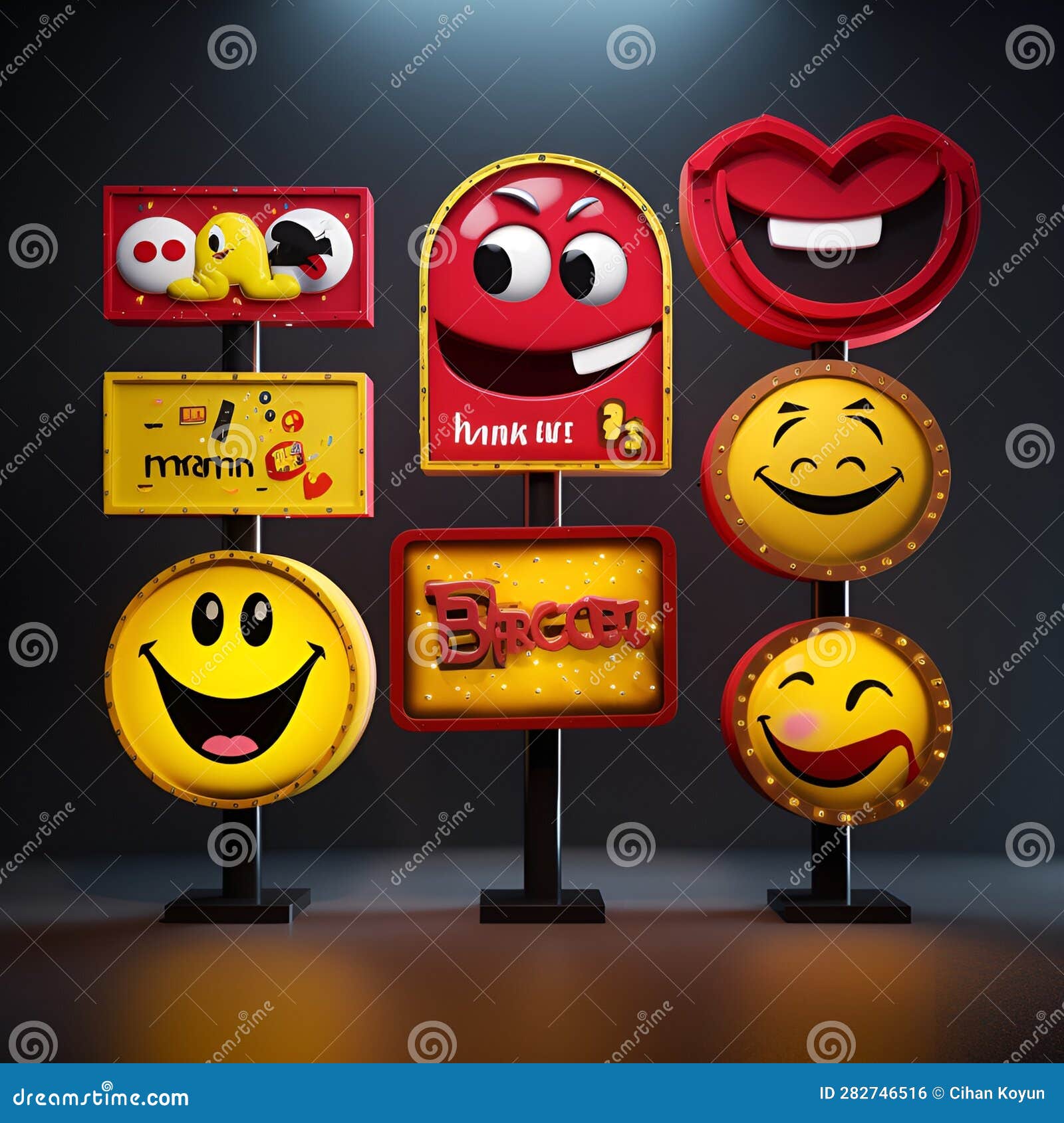 Signboards Displaying Expressive Emojis Stock Illustration ...