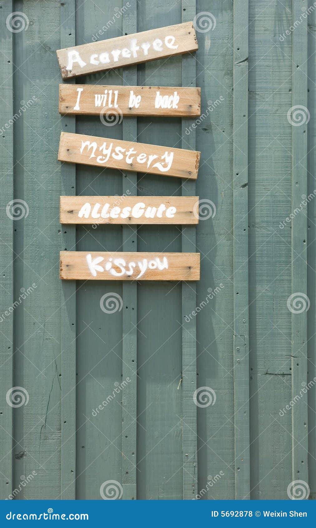 Signboards on the wall stock photo. Image of sage, wooden - 5692878