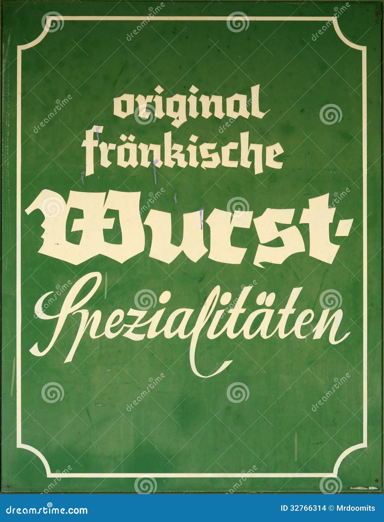 Signe allemand de saucisse photo stock. Image du gosse - 32766314