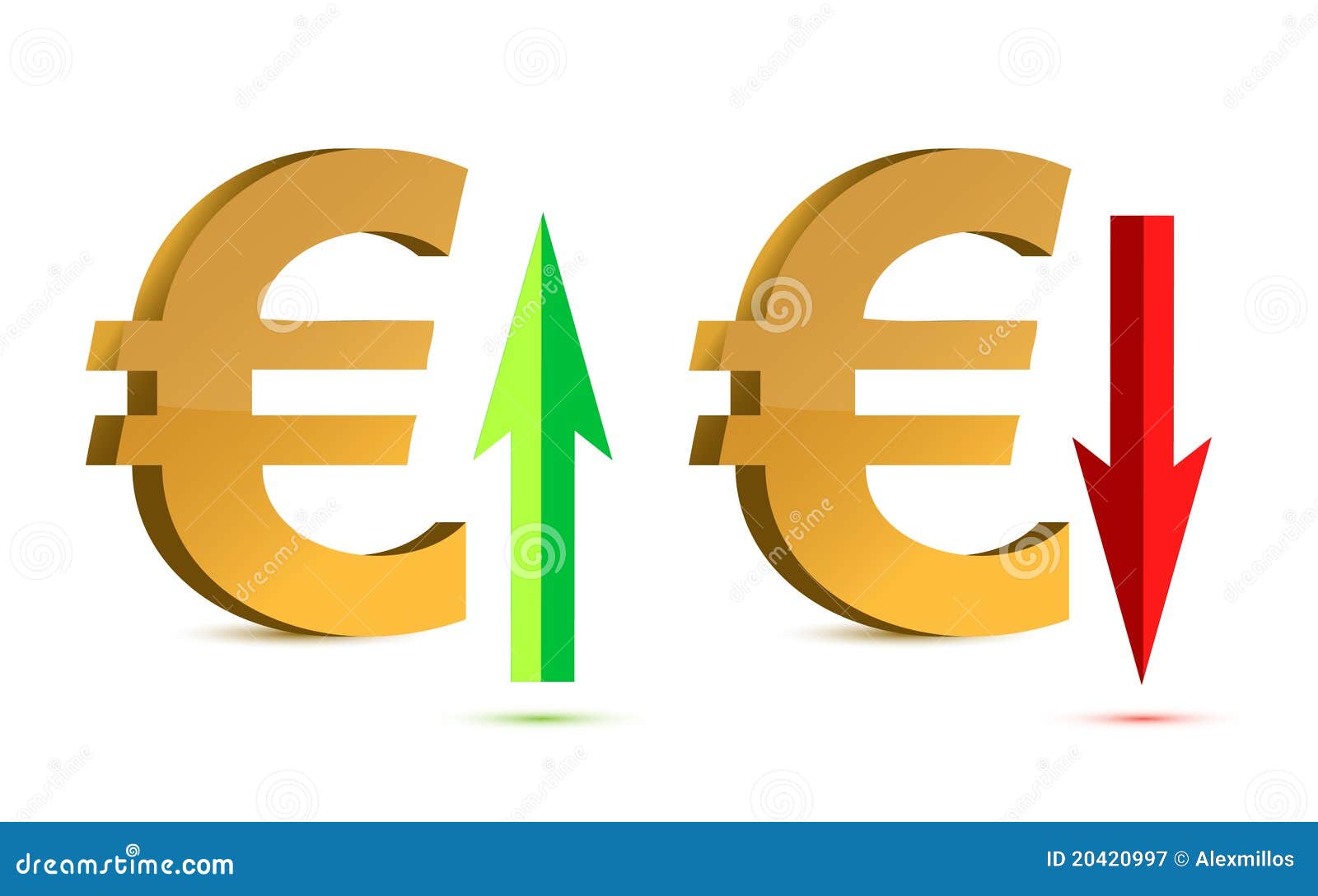 Signe Augmentant Et En Baisse D'euro Illustration Stock - Illustration ...