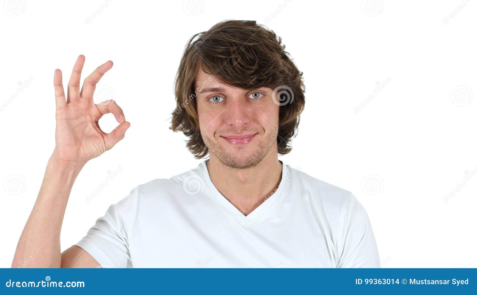 Signe Correct Par L'homme, Fond Blanc Photo stock - Image du homme ...