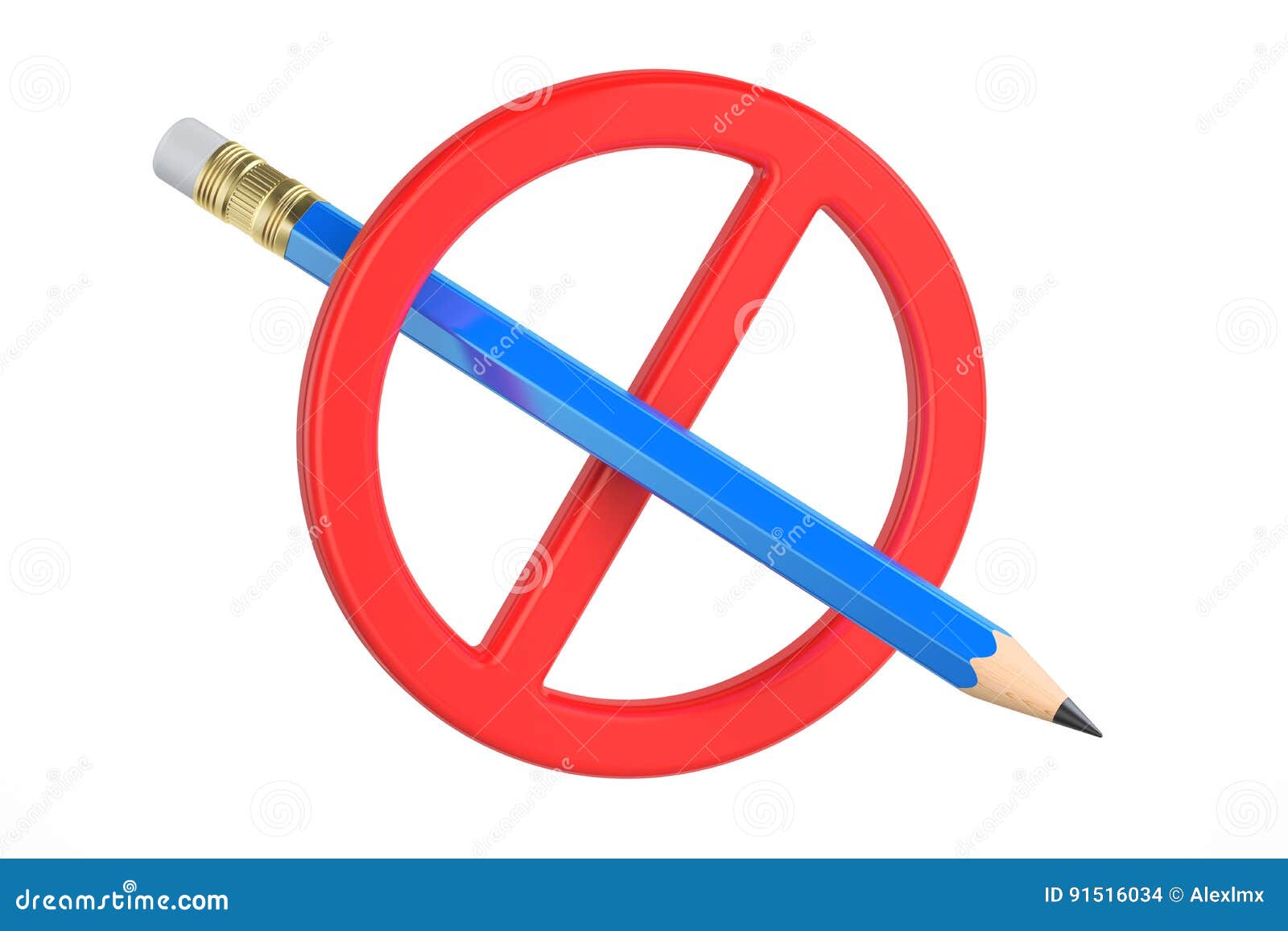 Signe D'interdiction Avec Le Crayon, Rendu 3D Illustration Stock ...