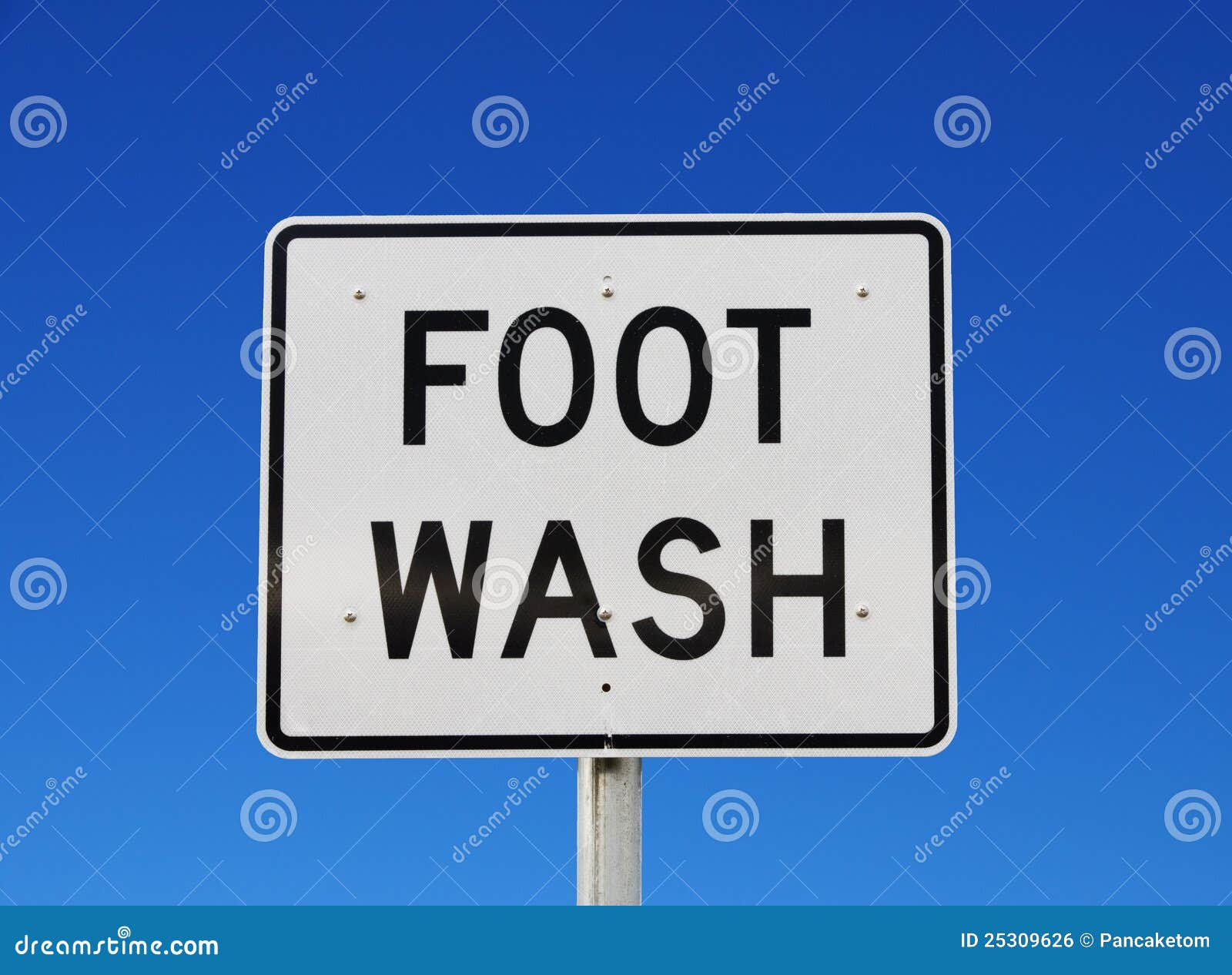 Signe de lavage de pied photo stock. Image du métal, nettoyage - 25309626