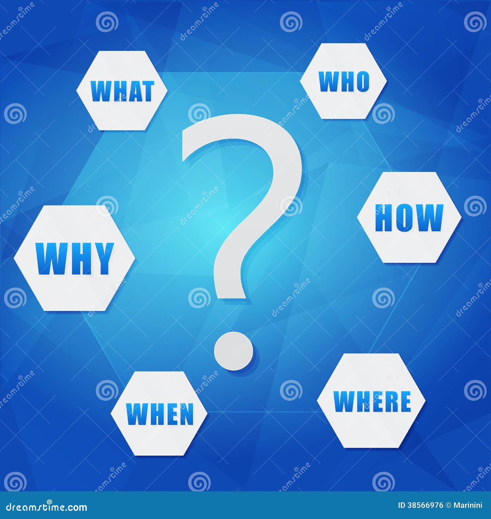 Signe De Question Et Mots De Question Dans Les Hexagones Illustration ...