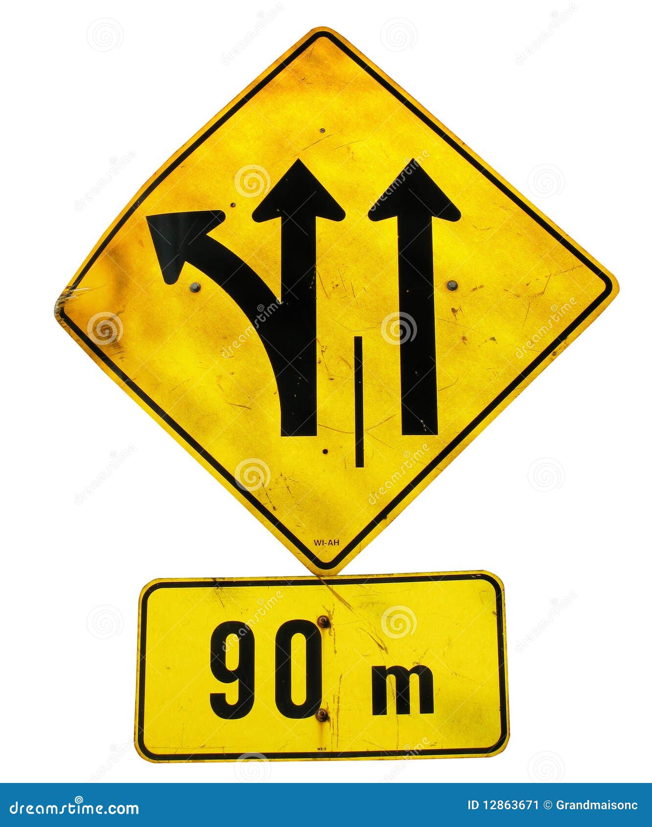 Signe de route image stock. Image du gauche, mètres, voies - 12863671