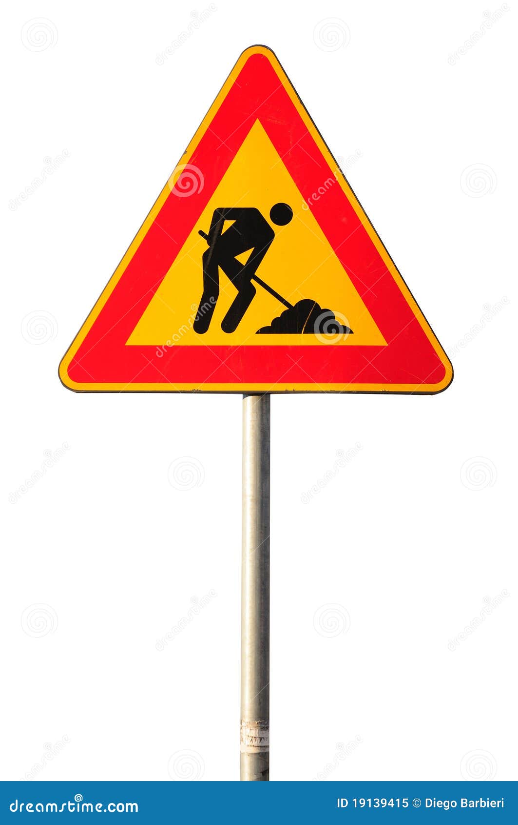 Signe De Route De Travaux En Cours Image stock - Image du devant, sens ...