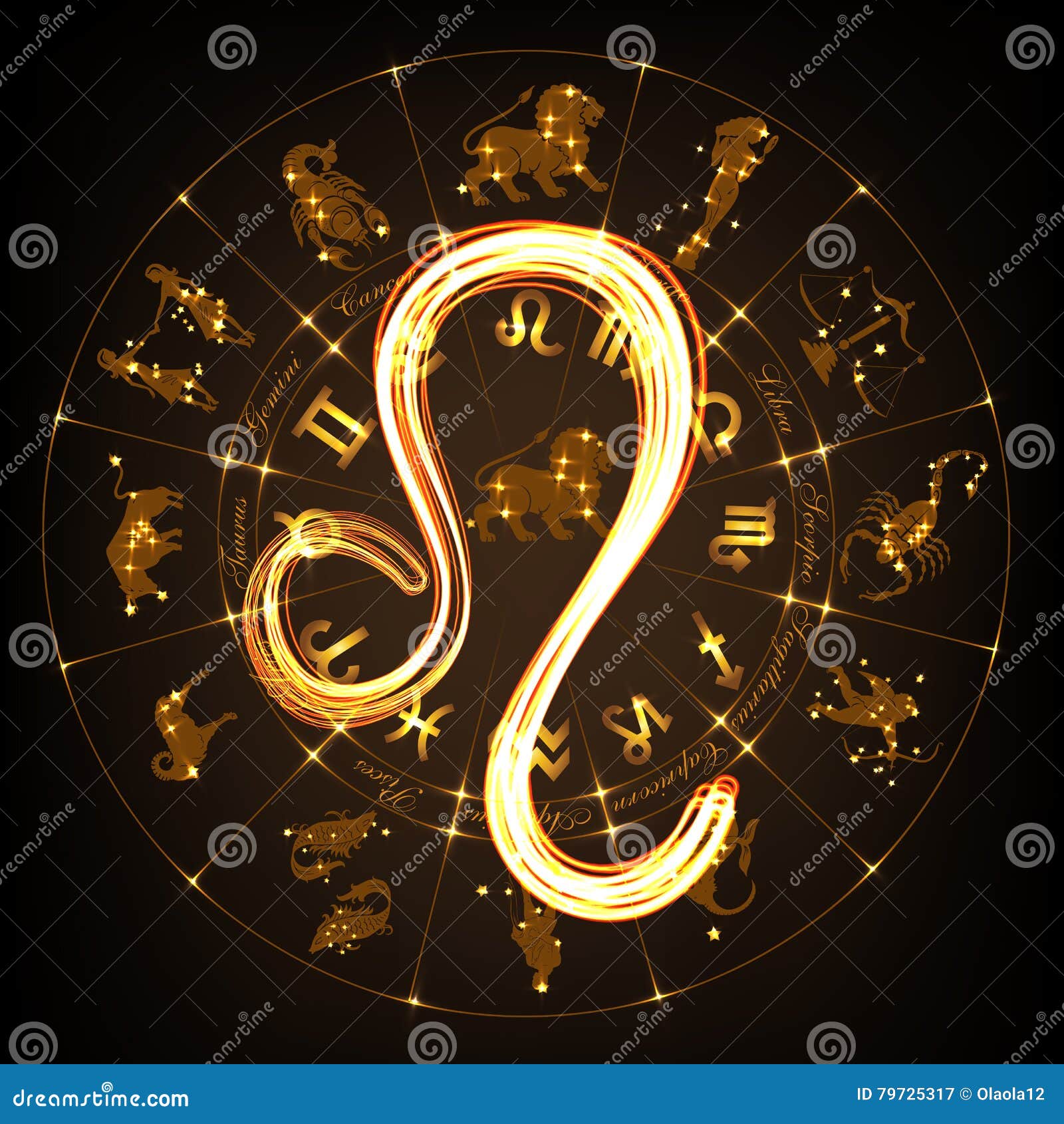 Signe Lion de zodiaque illustration de vecteur. Illustration du ...