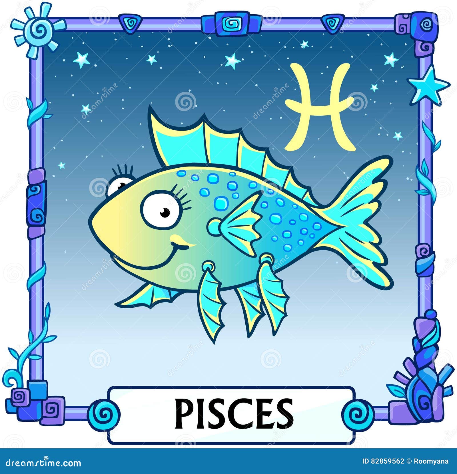 Signe Poissons de zodiaque illustration de vecteur. Illustration du ...