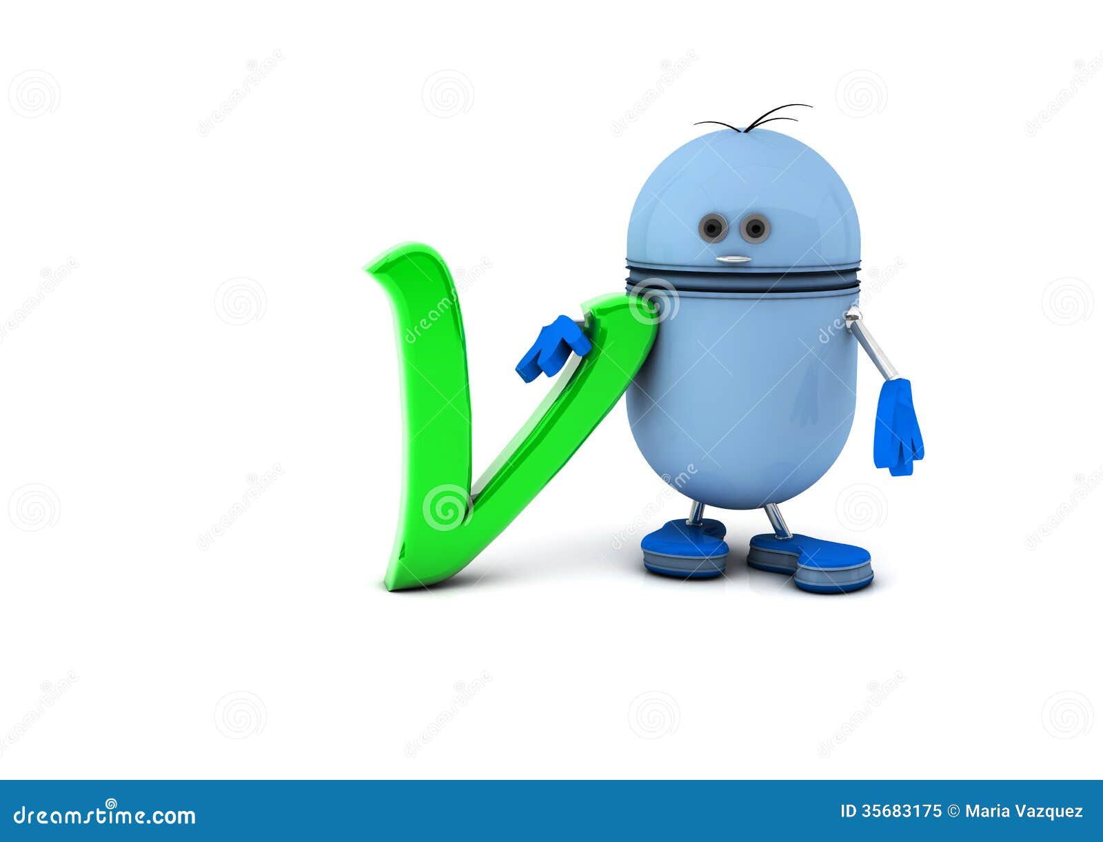 Signe v vert avec le robot illustration stock. Illustration du ...