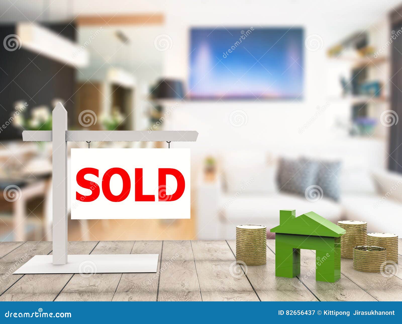 Signe vendu de maison image stock. Image du propriété - 82656437