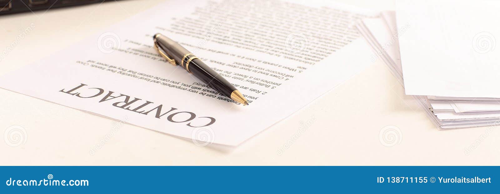 Signed Contract on the Desktop. Business Background Stock Image - Image ...