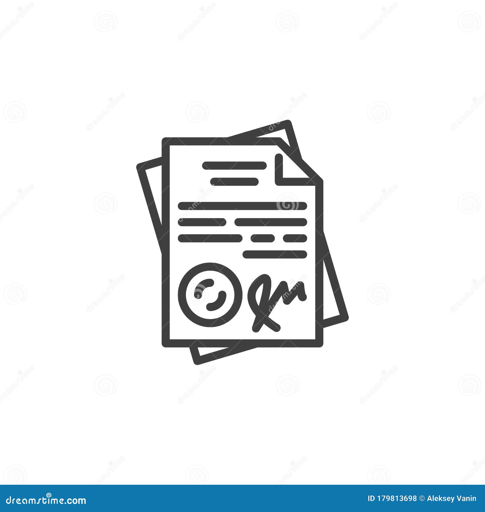 Signed Contract Document Line Icon Stock Vector - Illustration of ...