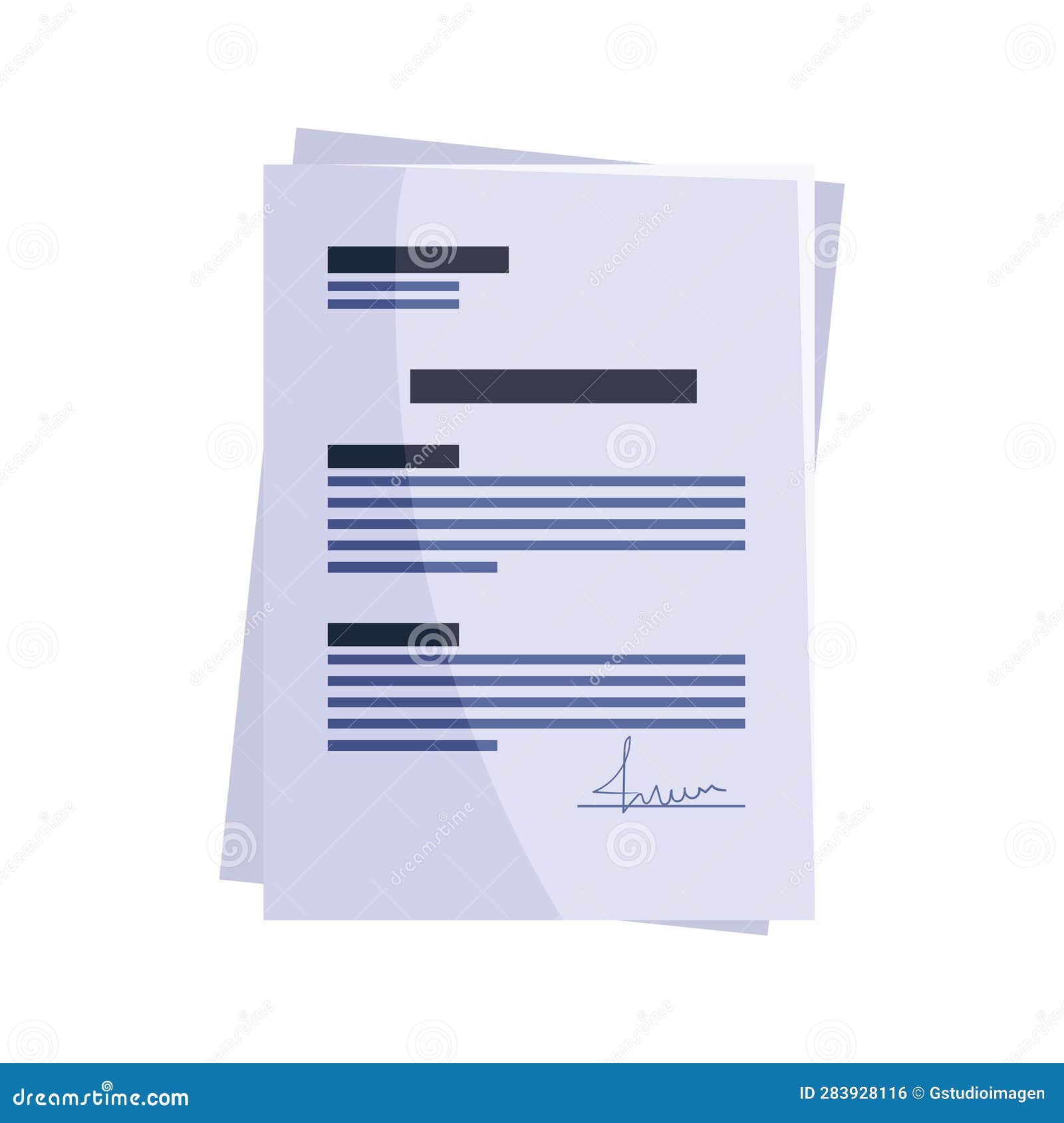 Signed contract documents stock vector. Illustration of vector - 283928116