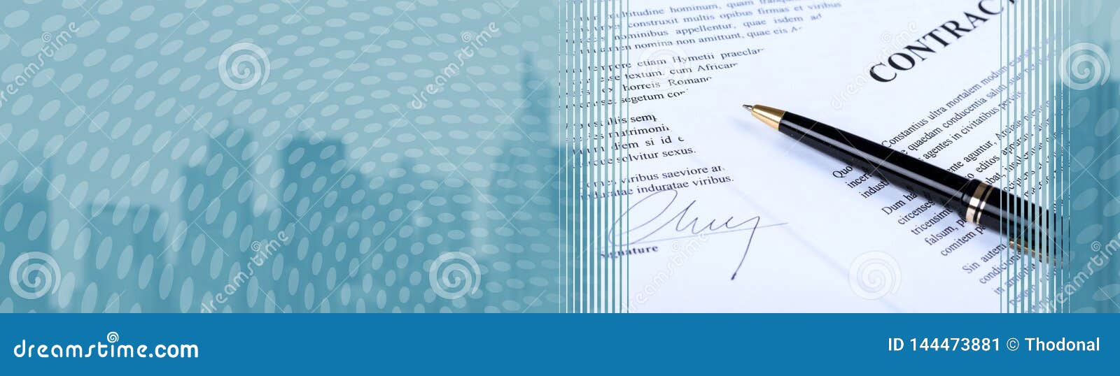 Signed Contract. Panoramic Banner Stock Image - Image of business ...