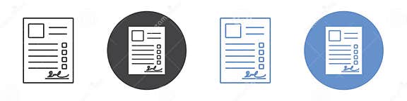 Signed Document Icon Flat Line Symbol Set Stock Illustration ...