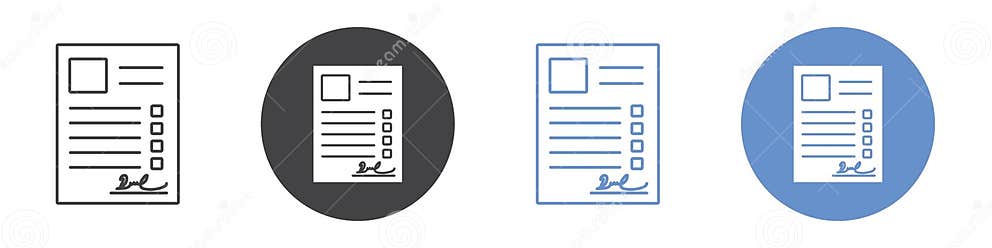 Signed Document Icon Flat Line Symbol Set Stock Illustration ...