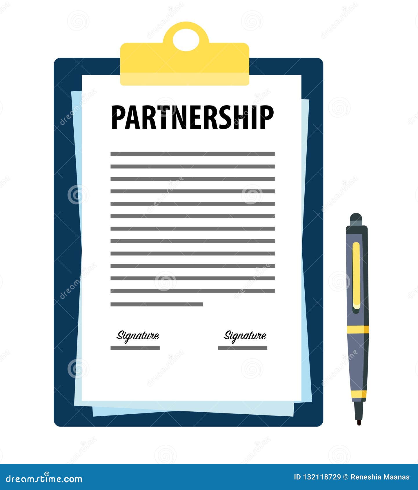 Signed Partnership Document with Pen Stock Illustration - Illustration ...
