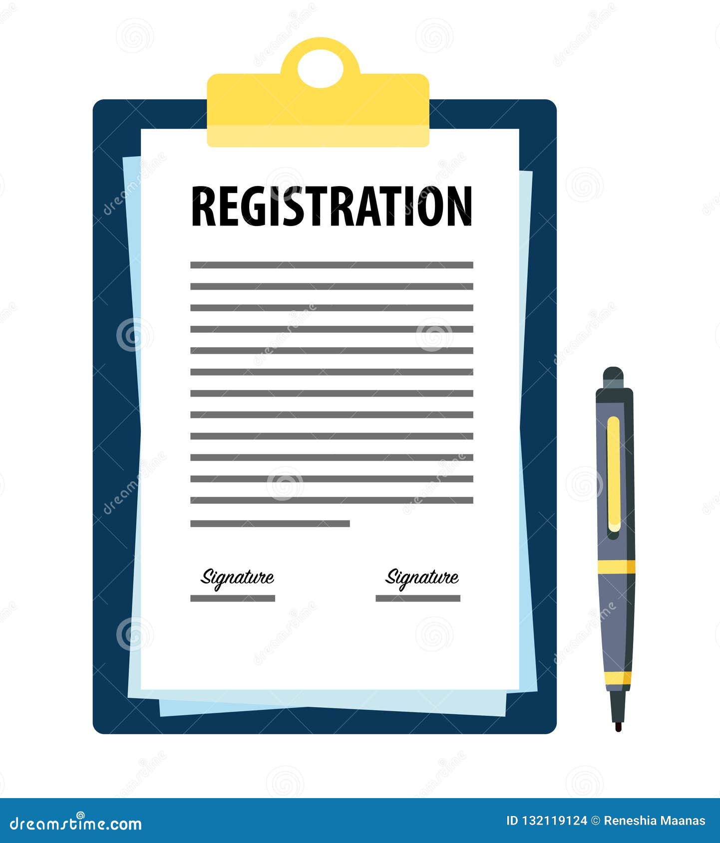 Signed Registration Document with Pen Stock Illustration - Illustration ...