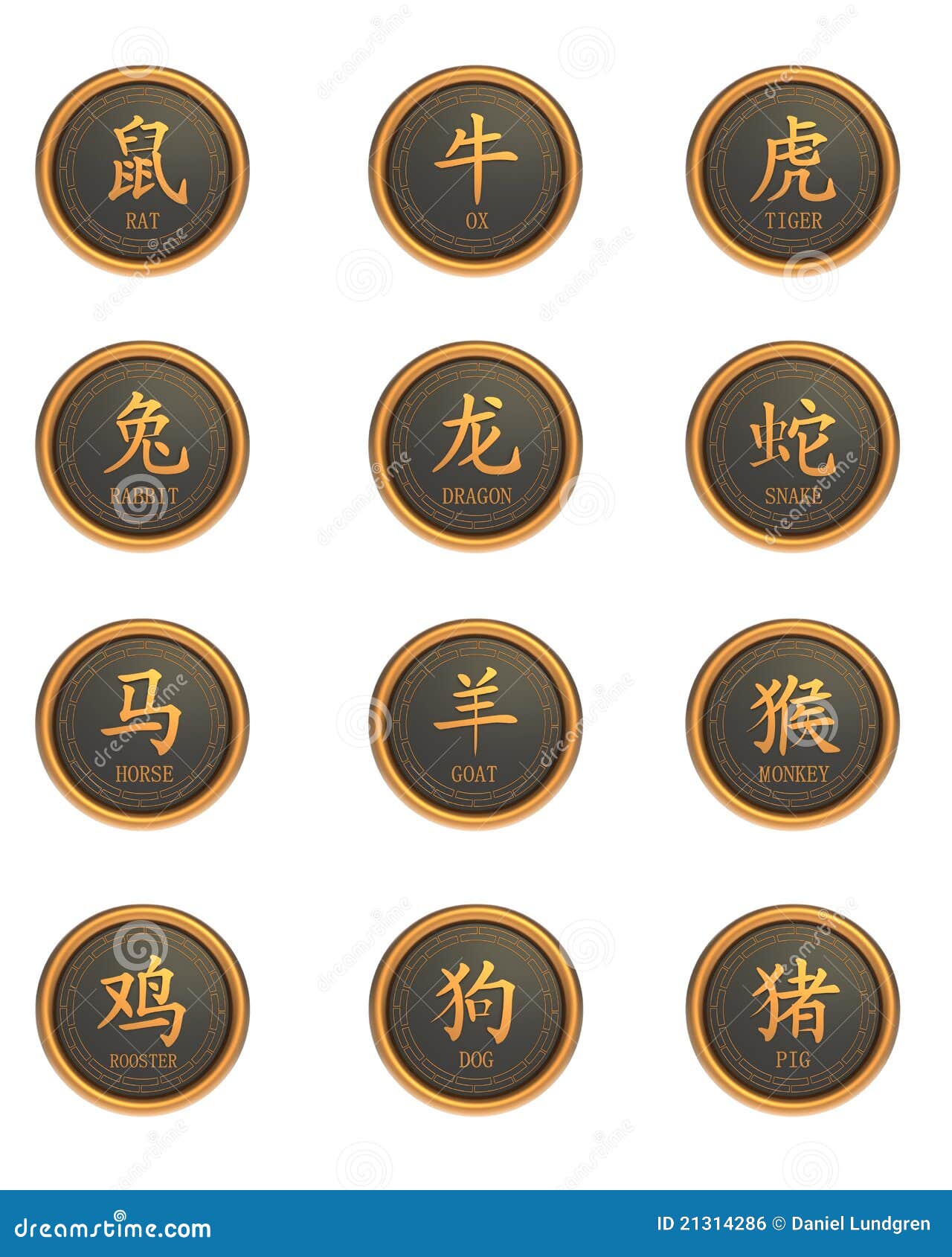 Signes chinois de zodiaque illustration stock. Illustration du crabot ...