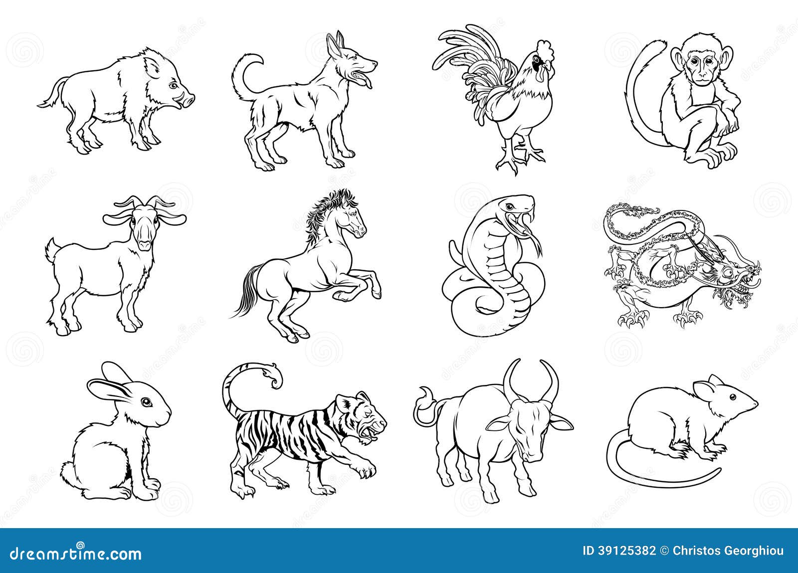 Signes chinois de zodiaque illustration de vecteur. Illustration du ...