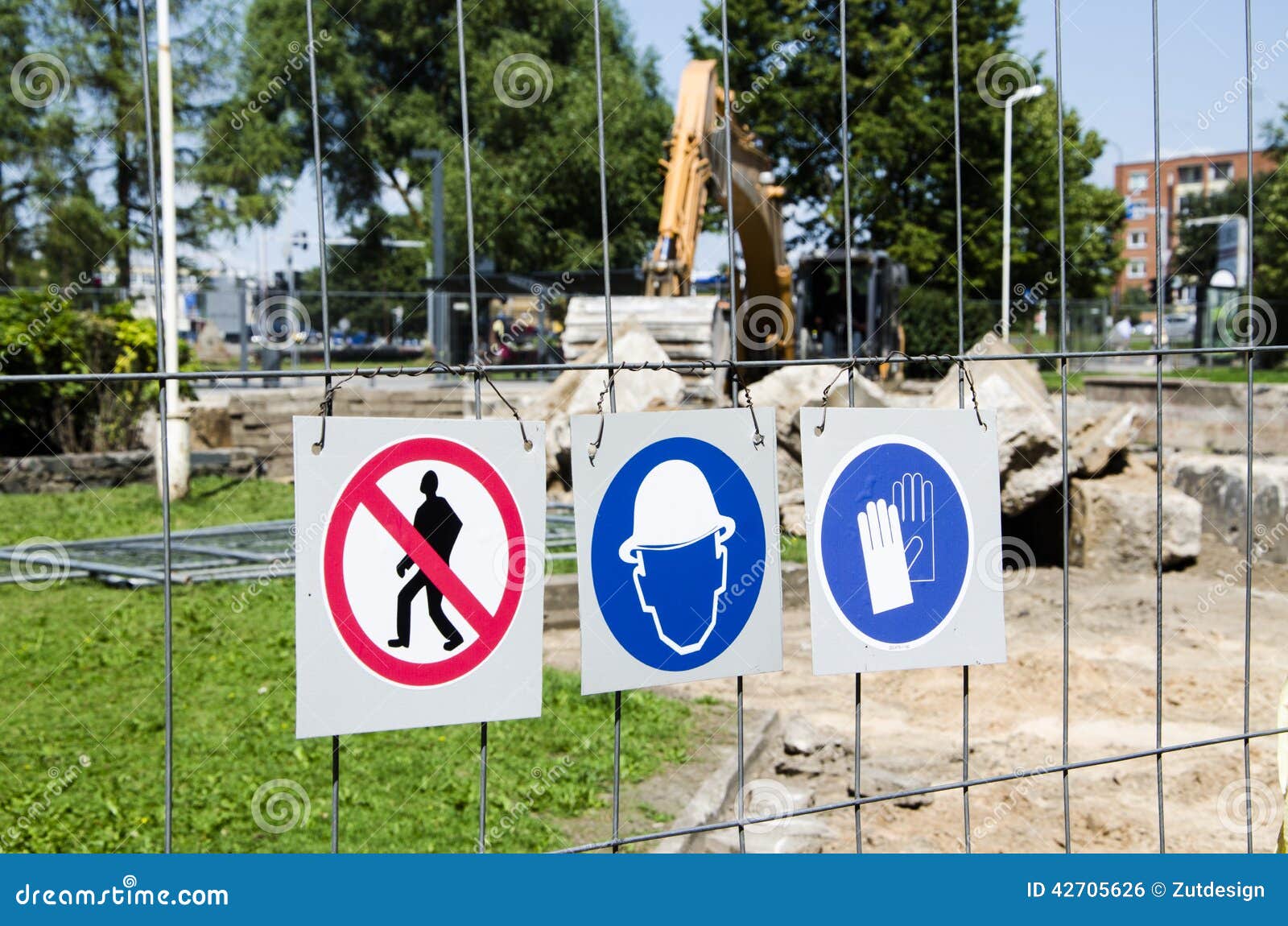 Signes De Chantier De Construction Photo stock - Image du bouteur ...