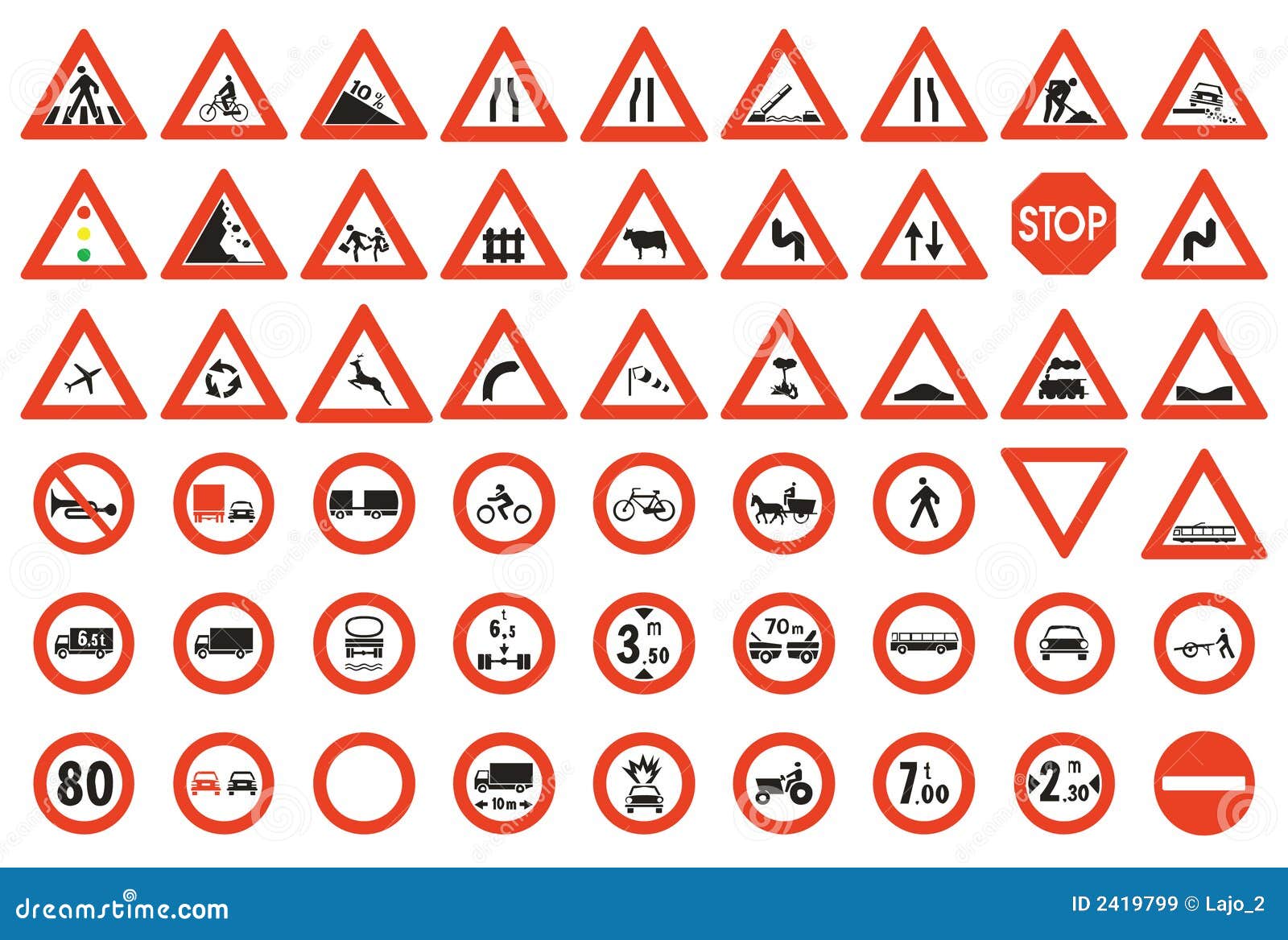 Signes de route illustration de vecteur. Illustration du arrêt - 2419799