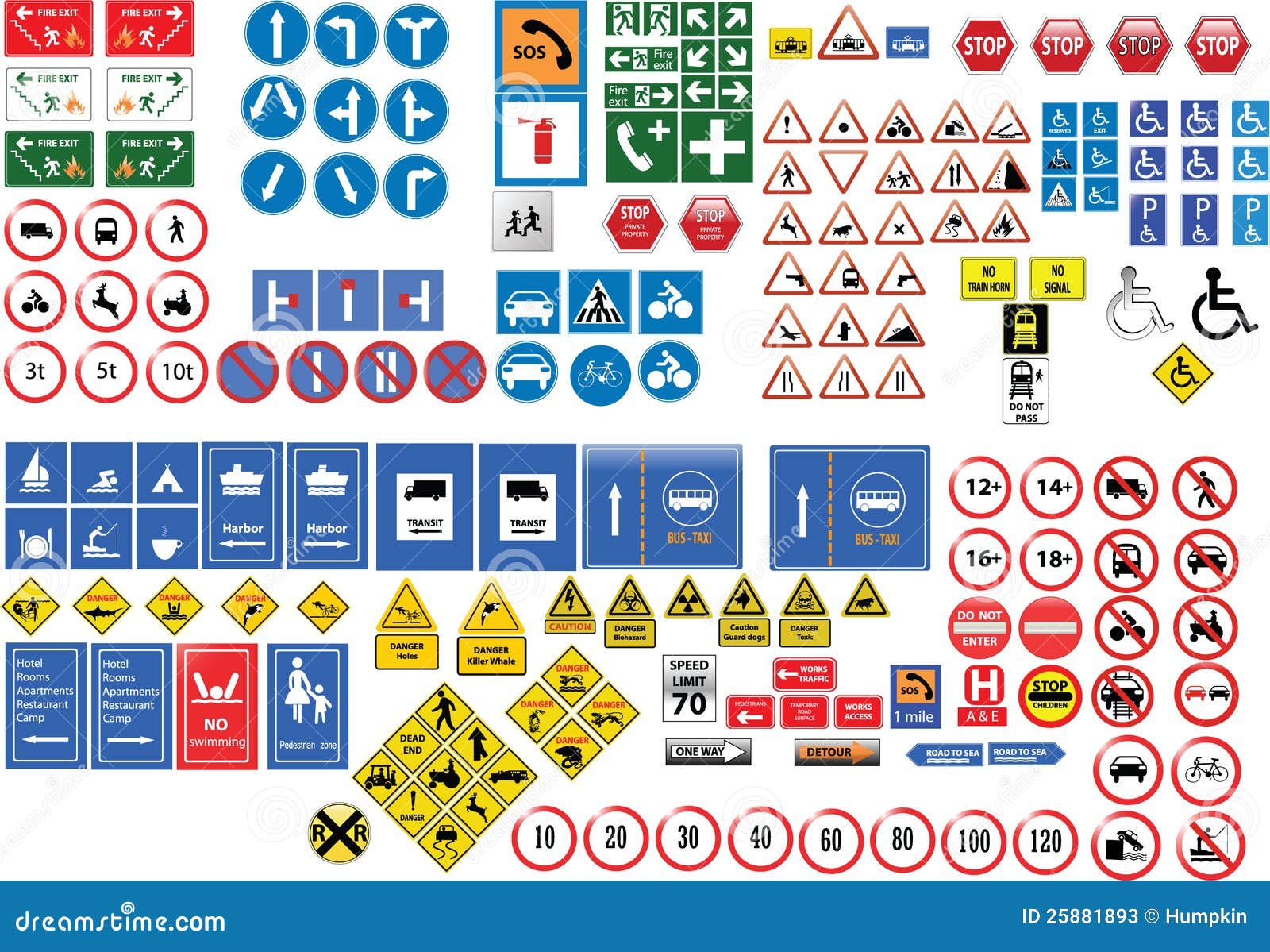 Signes de route illustration stock. Illustration du cycle - 25881893