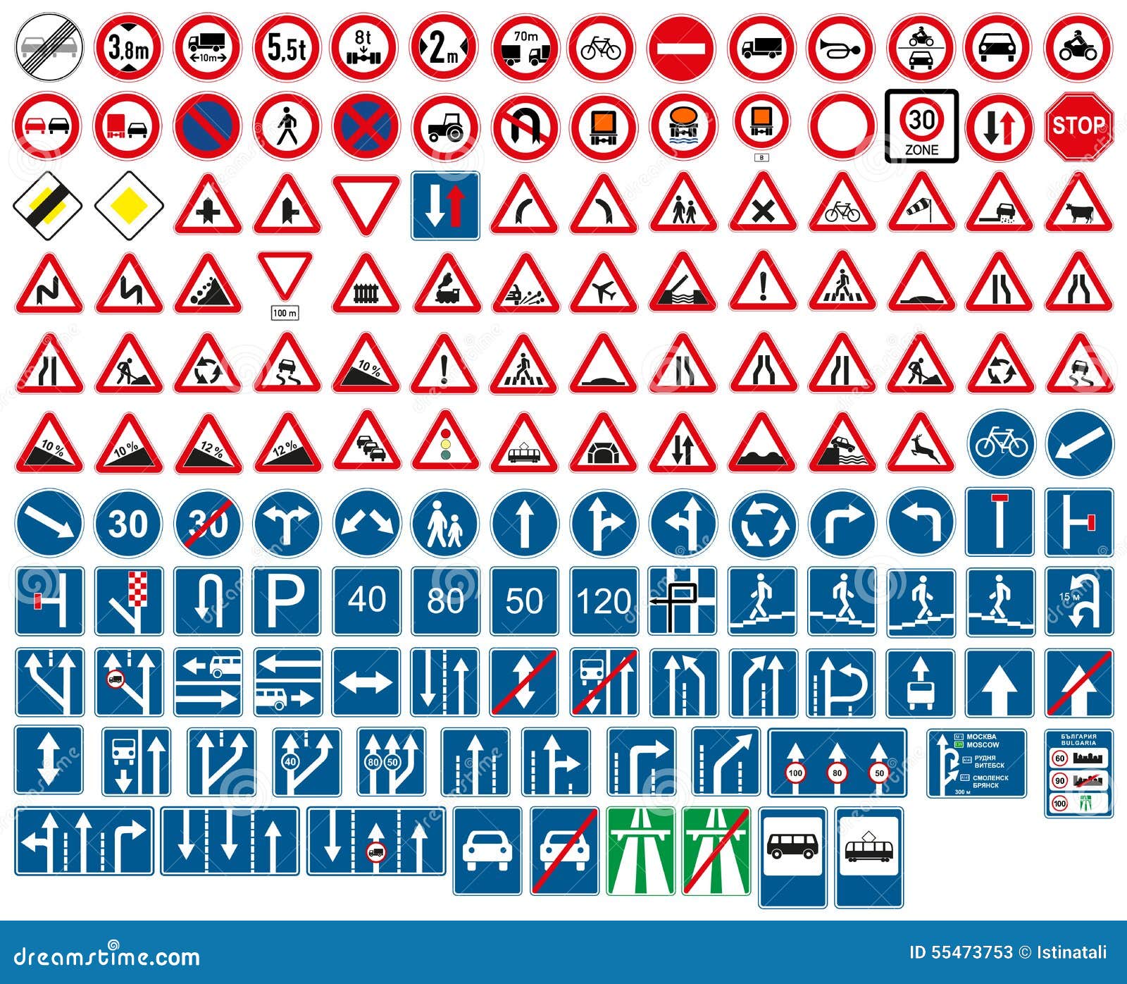 Signes de route illustration de vecteur. Illustration du bleu - 55473753
