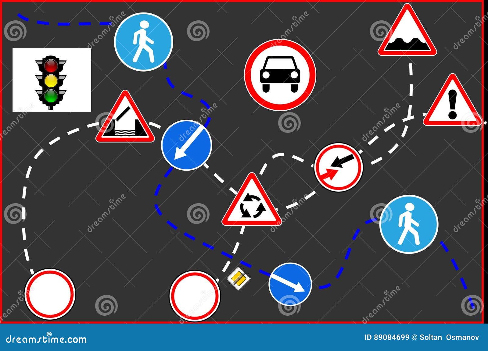 Signes de route illustration stock. Illustration du route - 89084699
