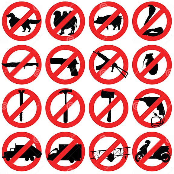 Signes interdits illustration de vecteur. Illustration du bouton - 15103305