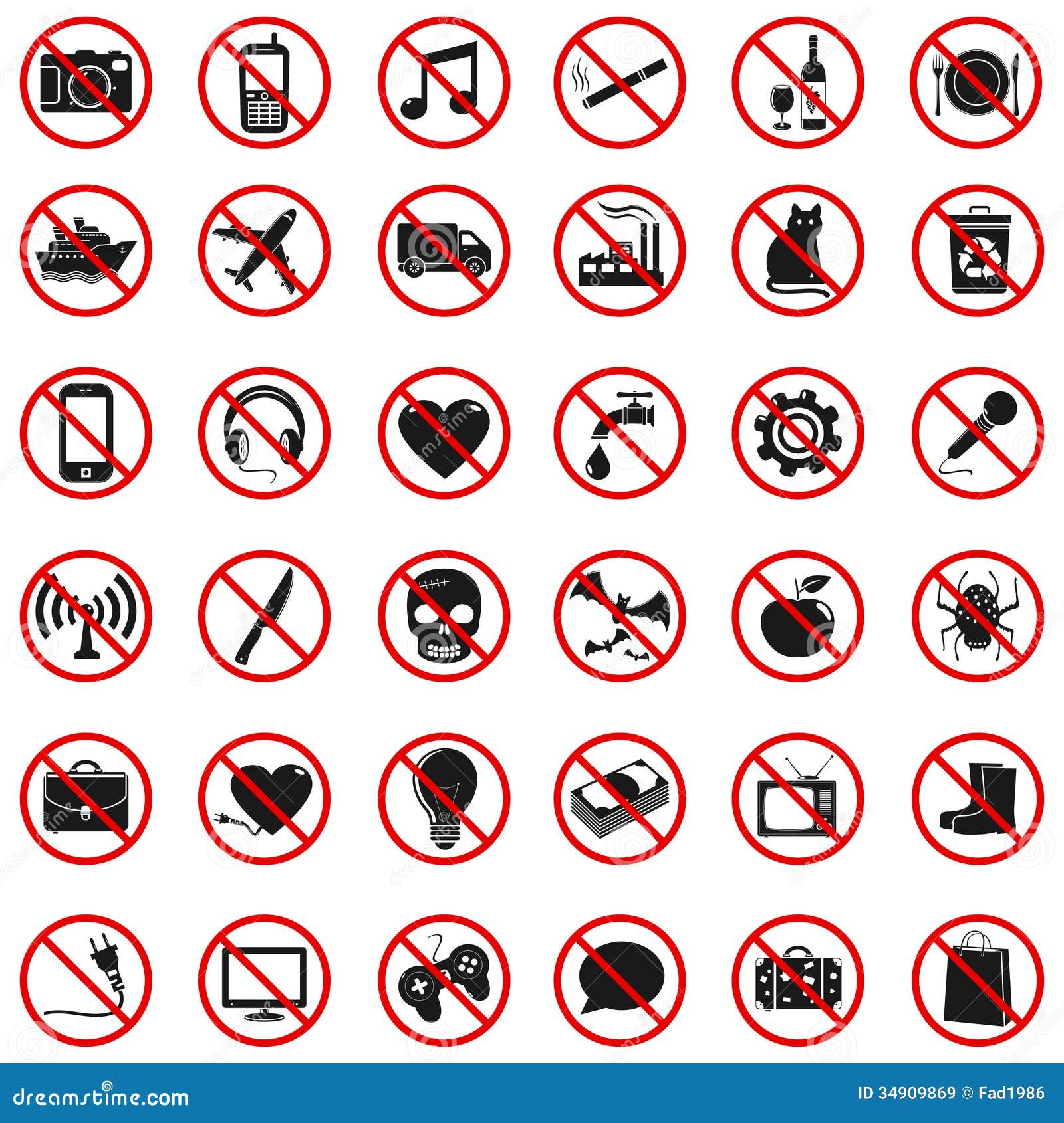 Signes interdits illustration de vecteur. Illustration du manche - 34909869