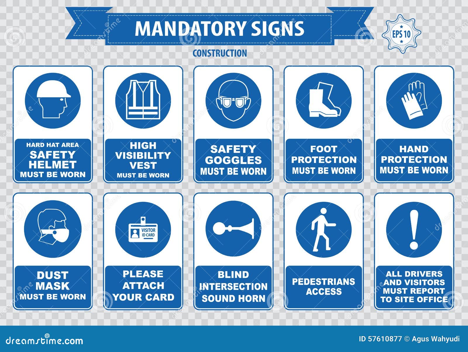 Signes Obligatoires De Chantier De Construction Illustration Stock ...