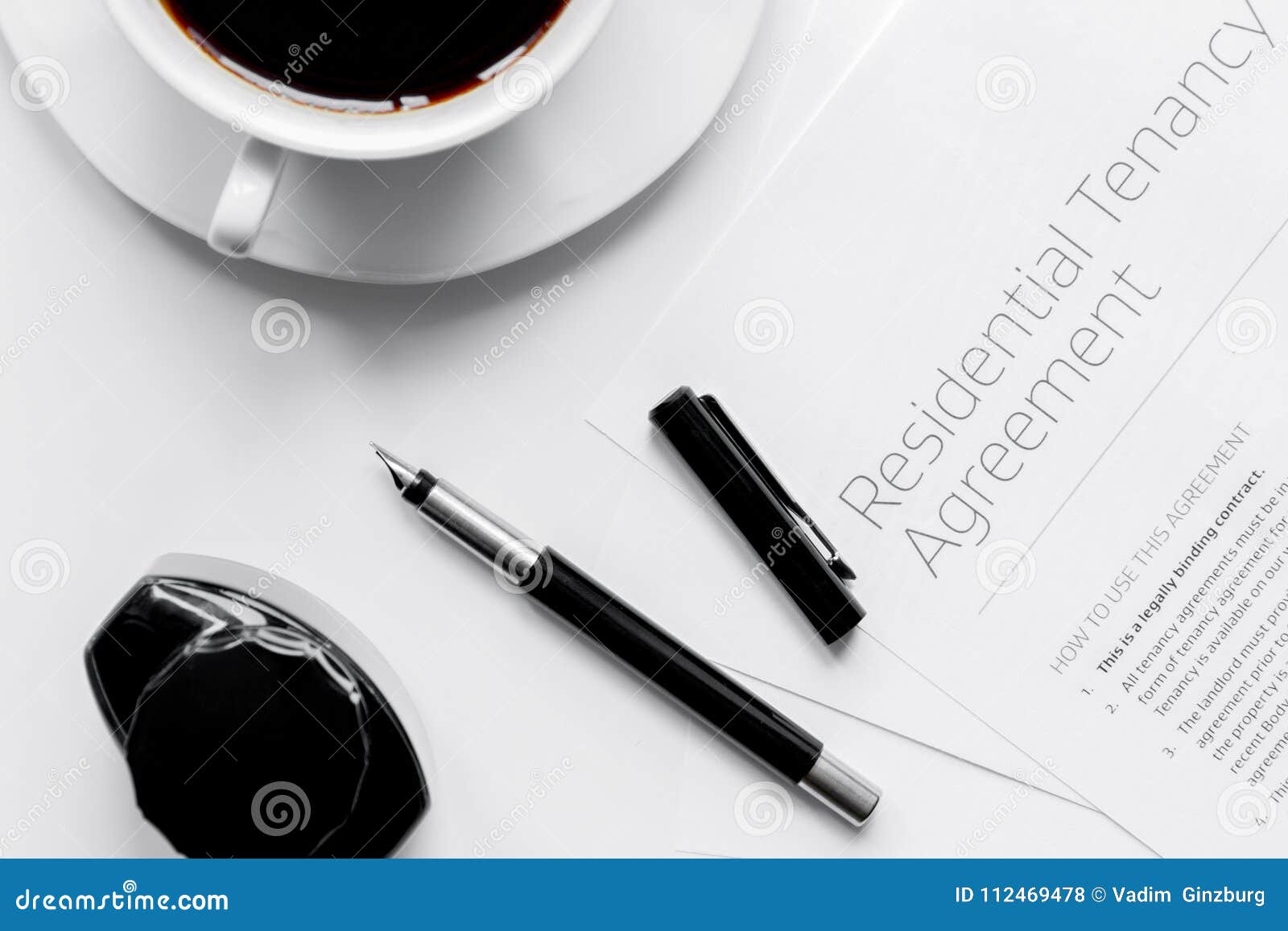 Signing of Agreement Top View on White Background Stock Photo - Image ...