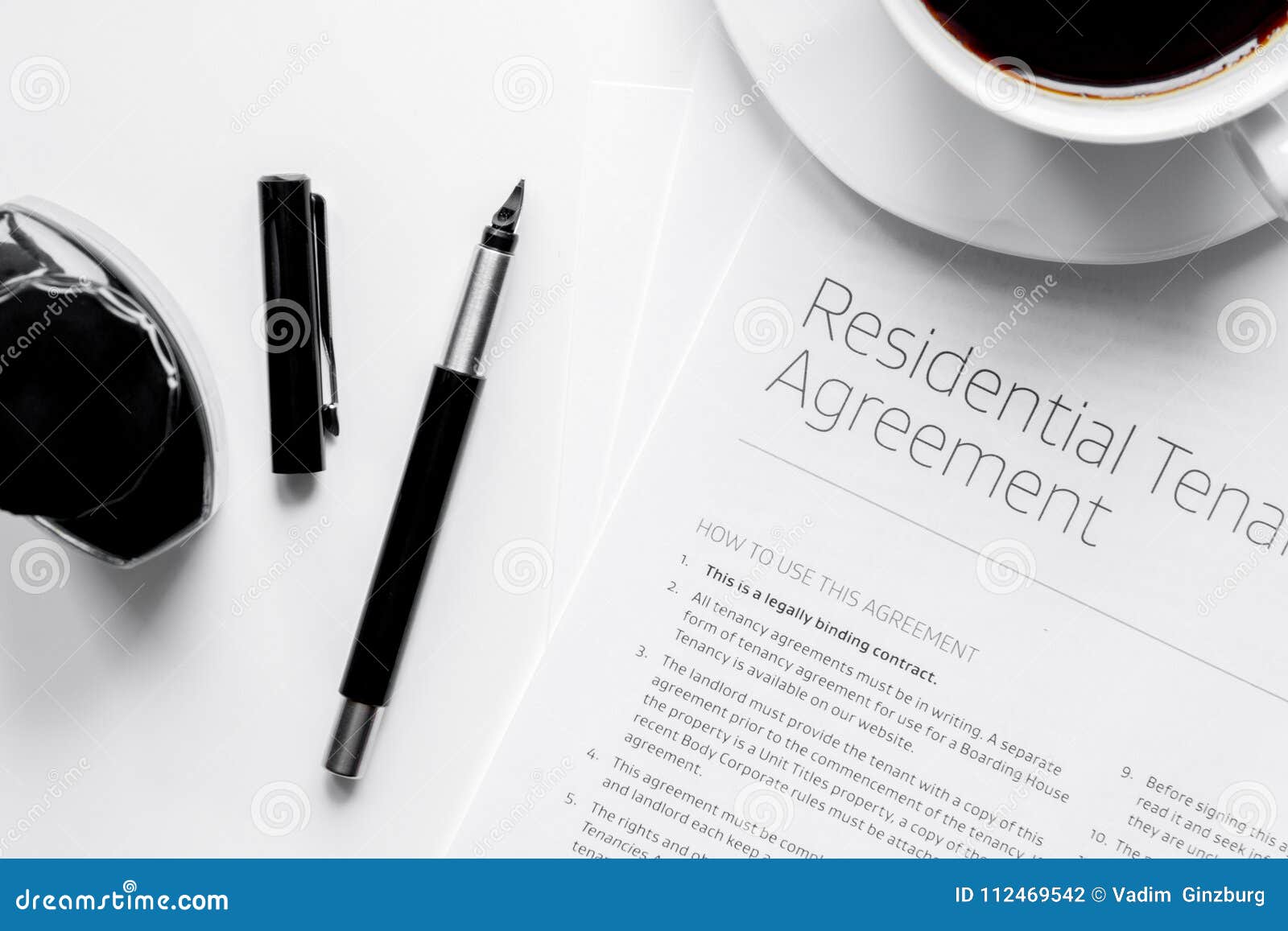 Signing of Agreement Top View on White Background Stock Photo - Image ...